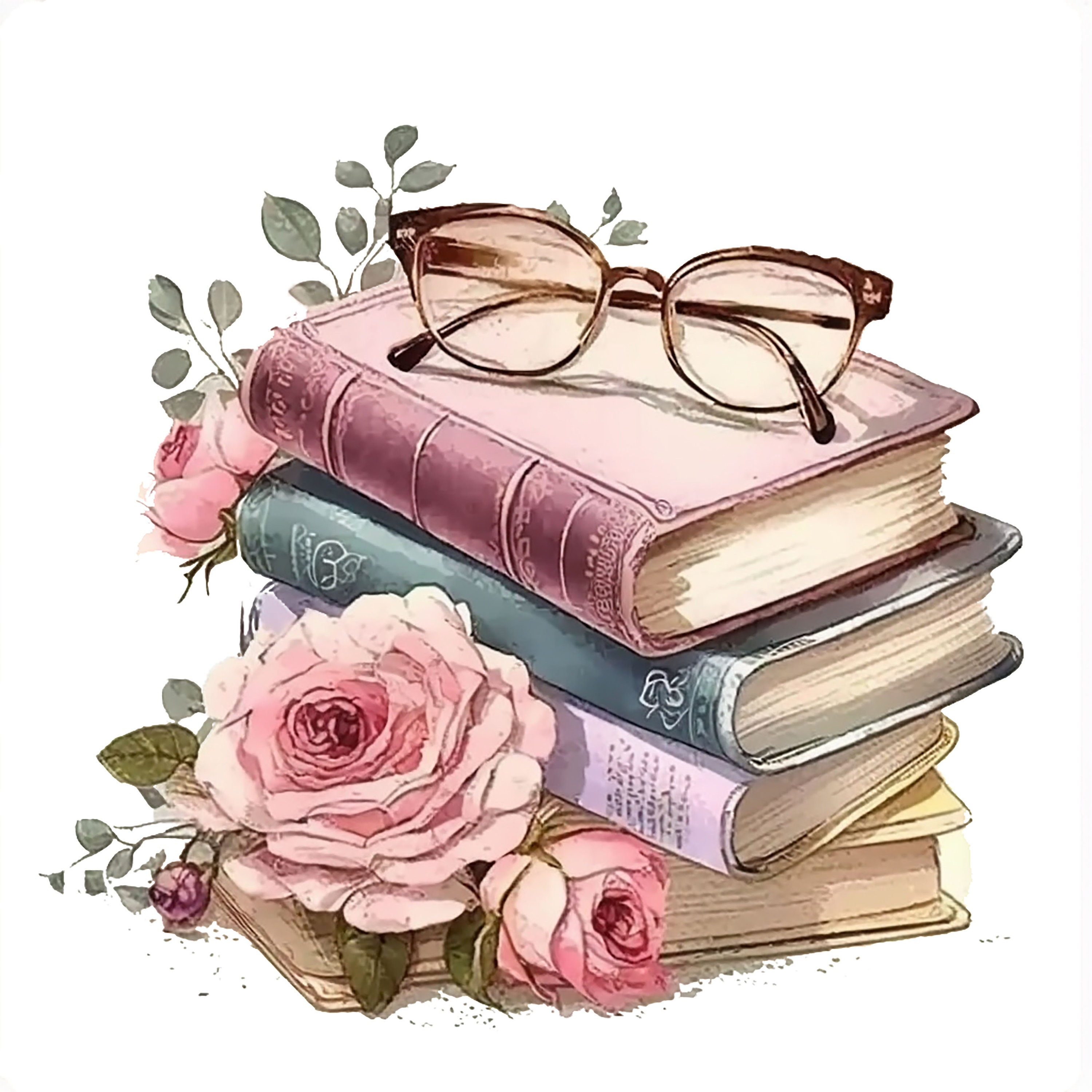 Floral Book Png Book Lover Png Reading Png Bookworm Png - Etsy UK