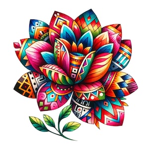 40 JPG, Mexican Flowers Clipart Bundle, Aztec Mexican Flowers Clipart ...