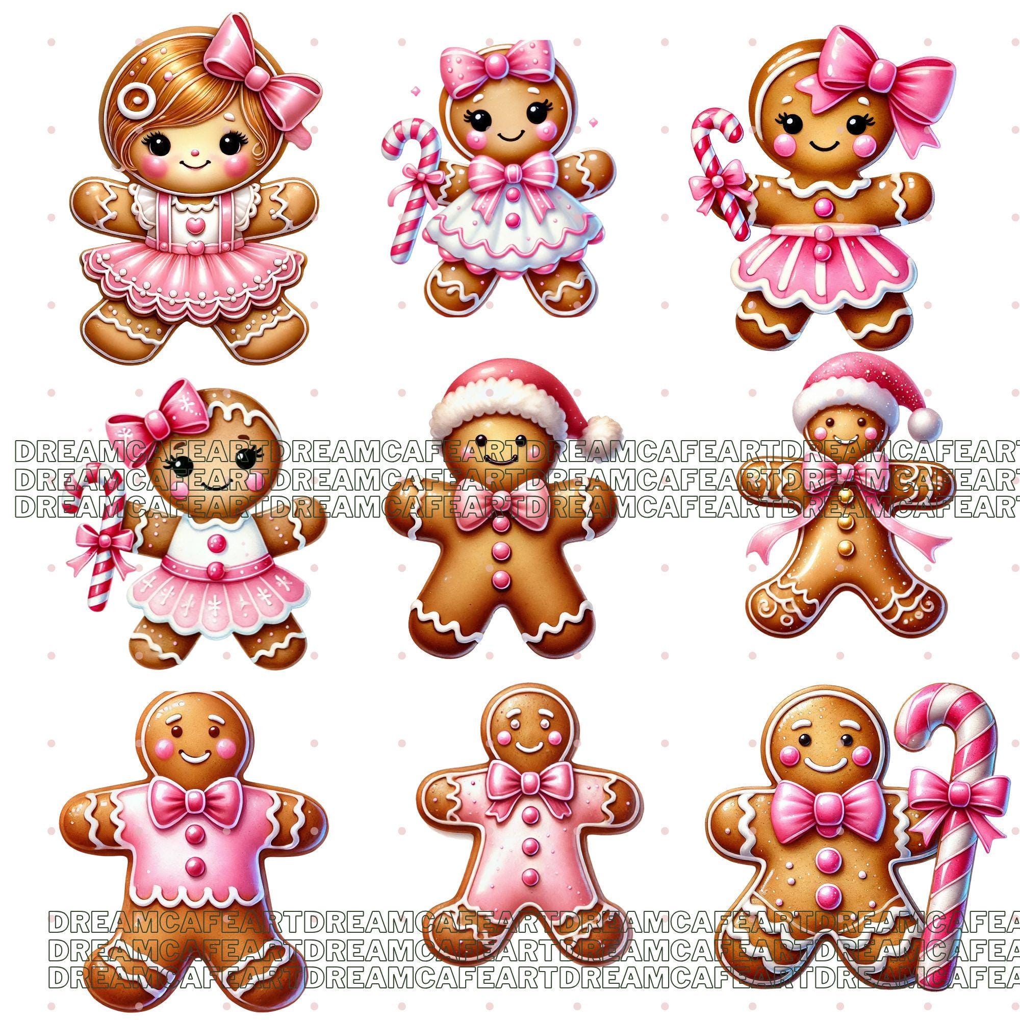 Pink Gingerbread Clipart Bundle, 90 Festive Cookie Graphics, Holiday ...