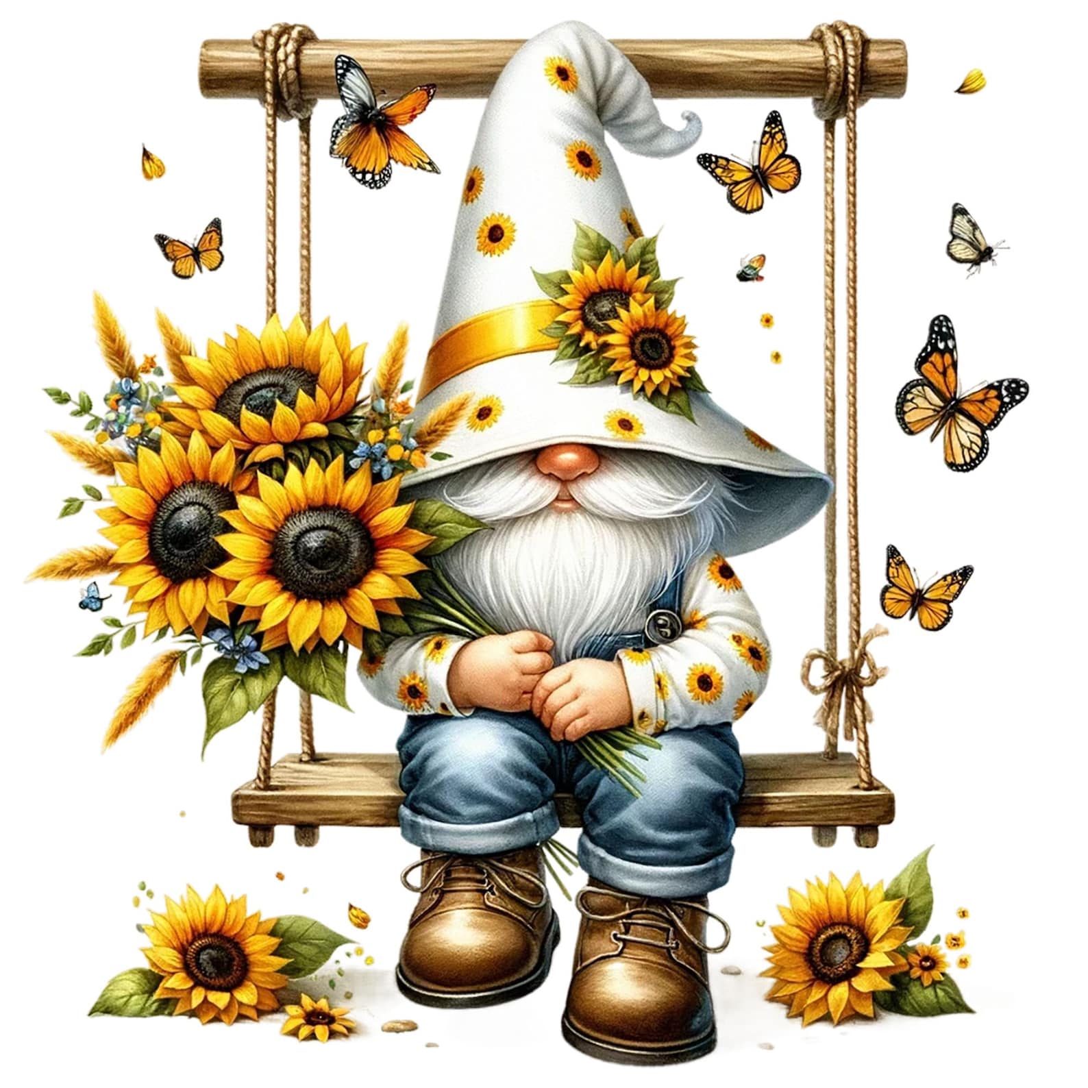 25 Png,sunflower Gnome Clipart Bundle,garden Gnome Watercolor Clipart ...