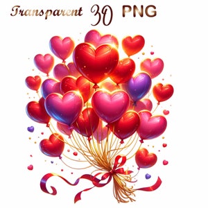 30 PNG Watercolor Valentine's Day Balloons Clipart, Valentines Day ...