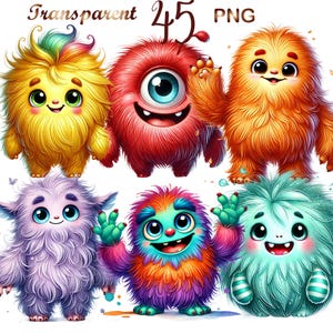 45 PNG Monster Clipart Bundle, Cute Monster Art, Cute Monster Graphics ...