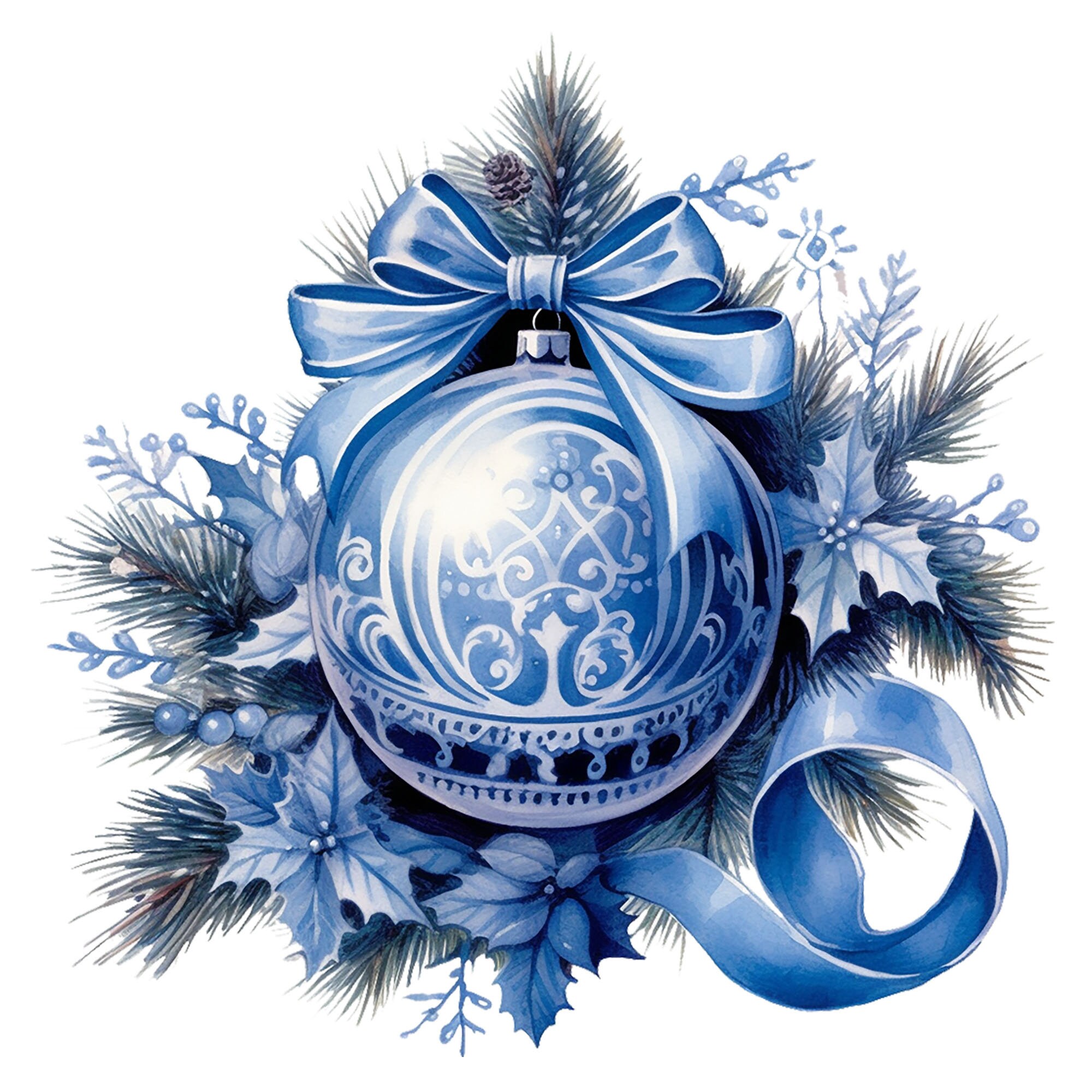 14 Blue Christmas Clipart, High Quality Jpgs, Digital Download - Card ...