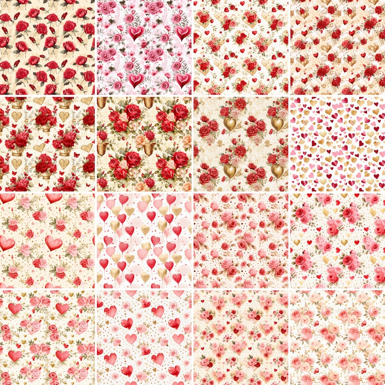Seamless Valentine Digital Paper,valentine Digital Papers,valentines ...