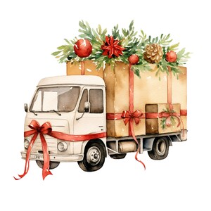 11 Watercolor Christmas Clipart PNG, Christmas Delivery Clipart ...