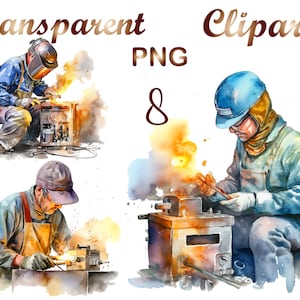 8 Welder Watercolor Welding Clipart Iron Worker PNG Commercial Use ...