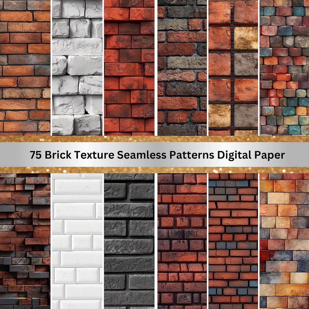 75 patrones de textura de ladrillo sin costuras, pared de ladrillo desgastada estilo shabby chic ...