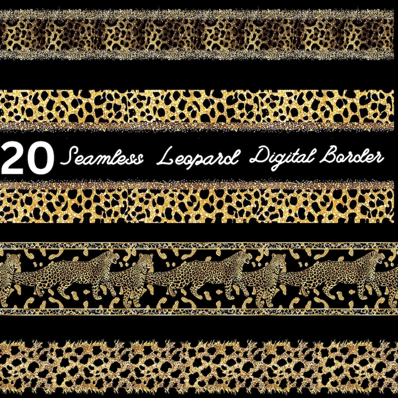 20 PNG, Black Gold Leopard Seamless Border,cheetah Pattern,gradient ...