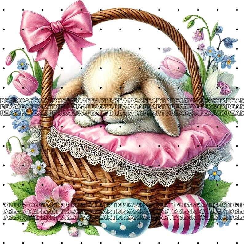 32 PNG Easter Bunny Clipart Bundle, Spring Bunny in a Basket Clipart ...