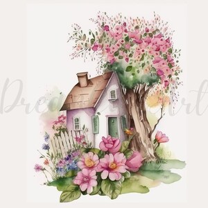 11 Summer Cottages Watercolor Clipart Jpgs Digital Planner - Etsy