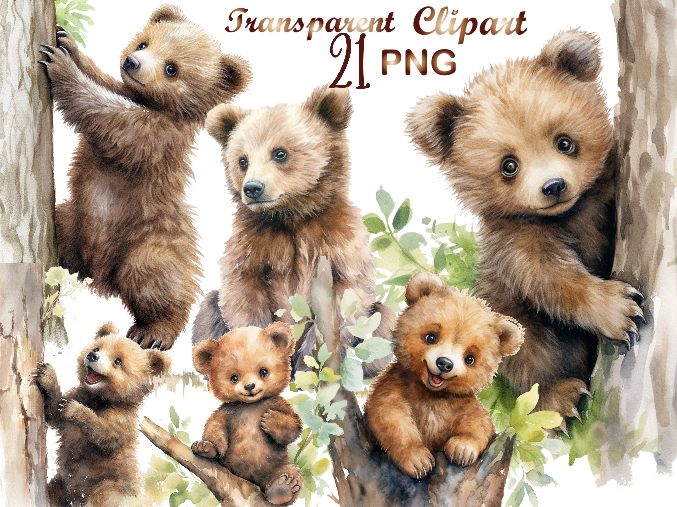 Woodland Baby Bear Clip Art Mama Bear Baby Bear Nursery Art Woodland