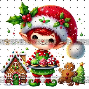 50 PNG, Christmas Elves Clipart Bundle, Cute Christmas Elves, Festive ...
