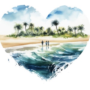 23 Watercolor Retro Beach Clipart Png, Beach Clipart Bundle,retro Style ...