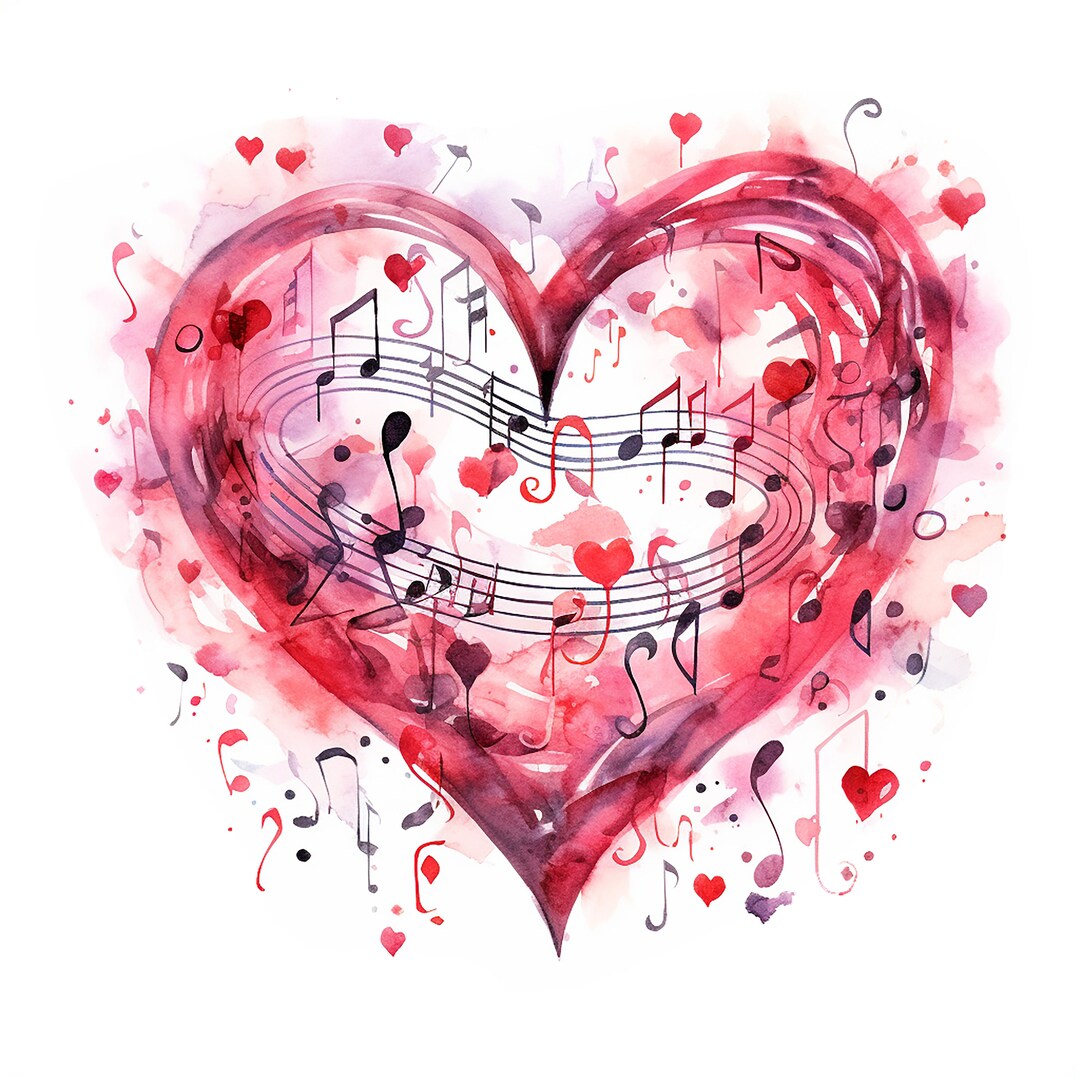 15 Heart With Notes Clipart Jpgs,heart Valentines Day Clip Art,digital ...