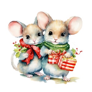 12 Christmas Mouse Clipart High Quality Jpgs digital Download card ...