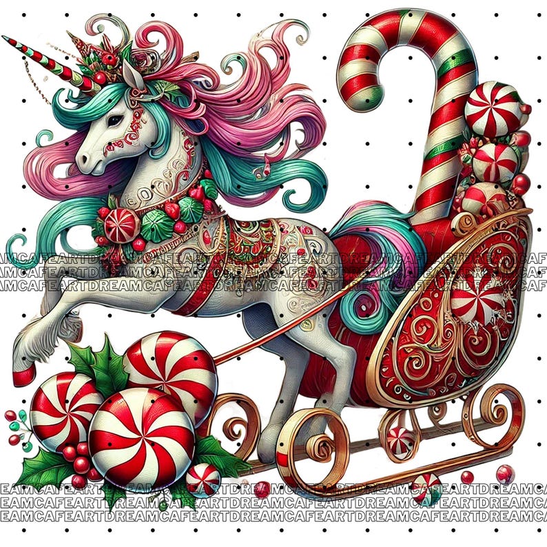 Christmas Unicorns Clipart Bundle 41 PNG, Set 6, Festive Unicorn ...