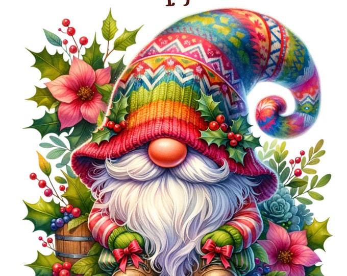 Holly Berry Gnome Clipart | 10 High-quality 300 DPI Jpegs Commercial ...