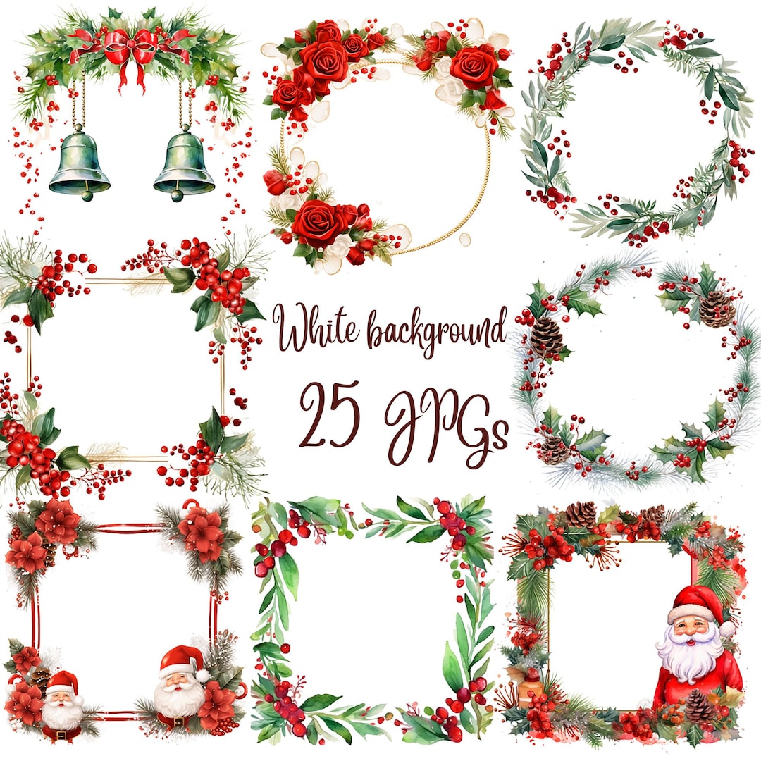 25 Christmas Frames Clipart, Jpgs,christmas Clipart, Frames Clipart ...