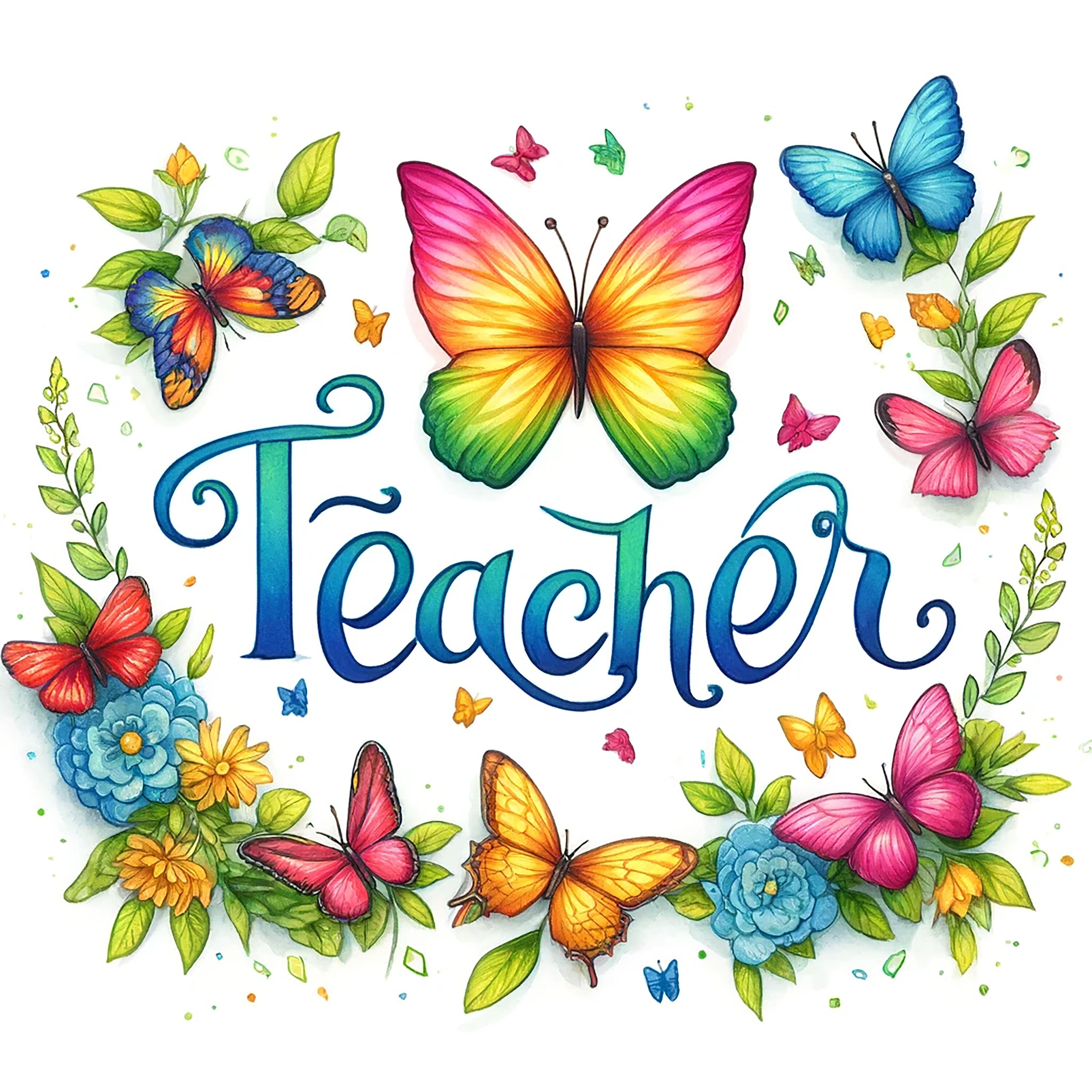 Watercolor Teacher Clipart Bundle: Colorful PNG Graphics (digital ...