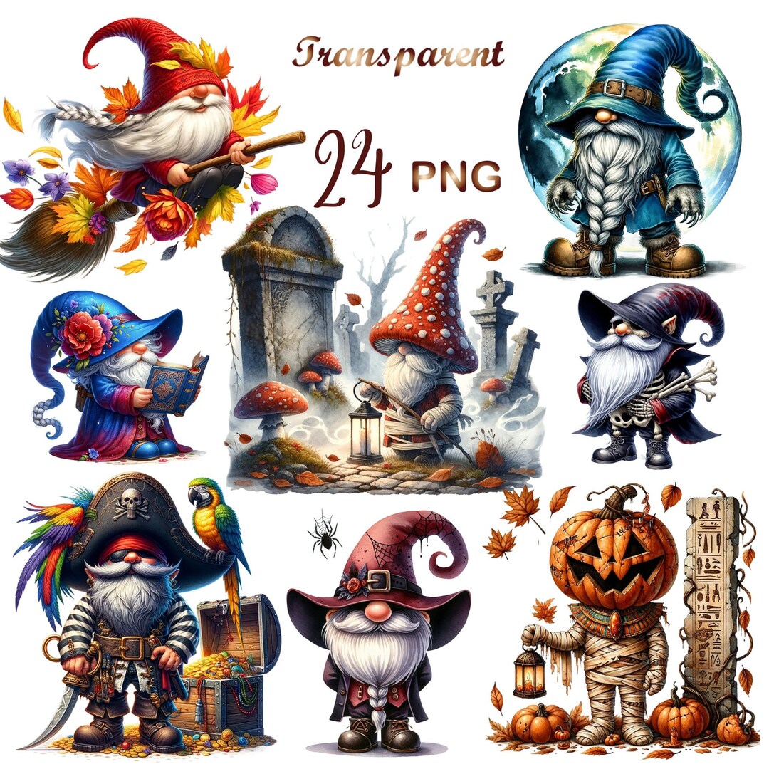 24 PNG Halloween Gnomes Clipart, Witch Gnomes,fairytale Witch Gnome ...