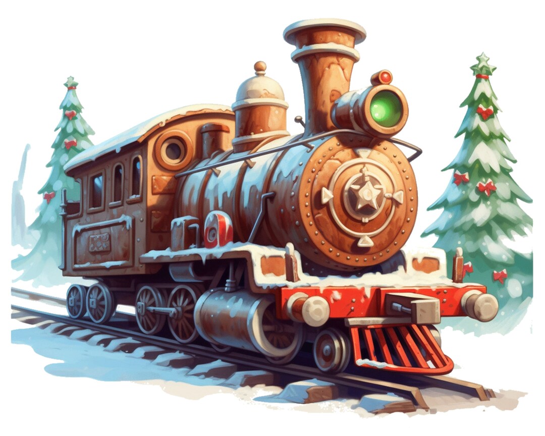13 Christmas Train Clipart, High Quality Jpgs, Digital Download Card ...