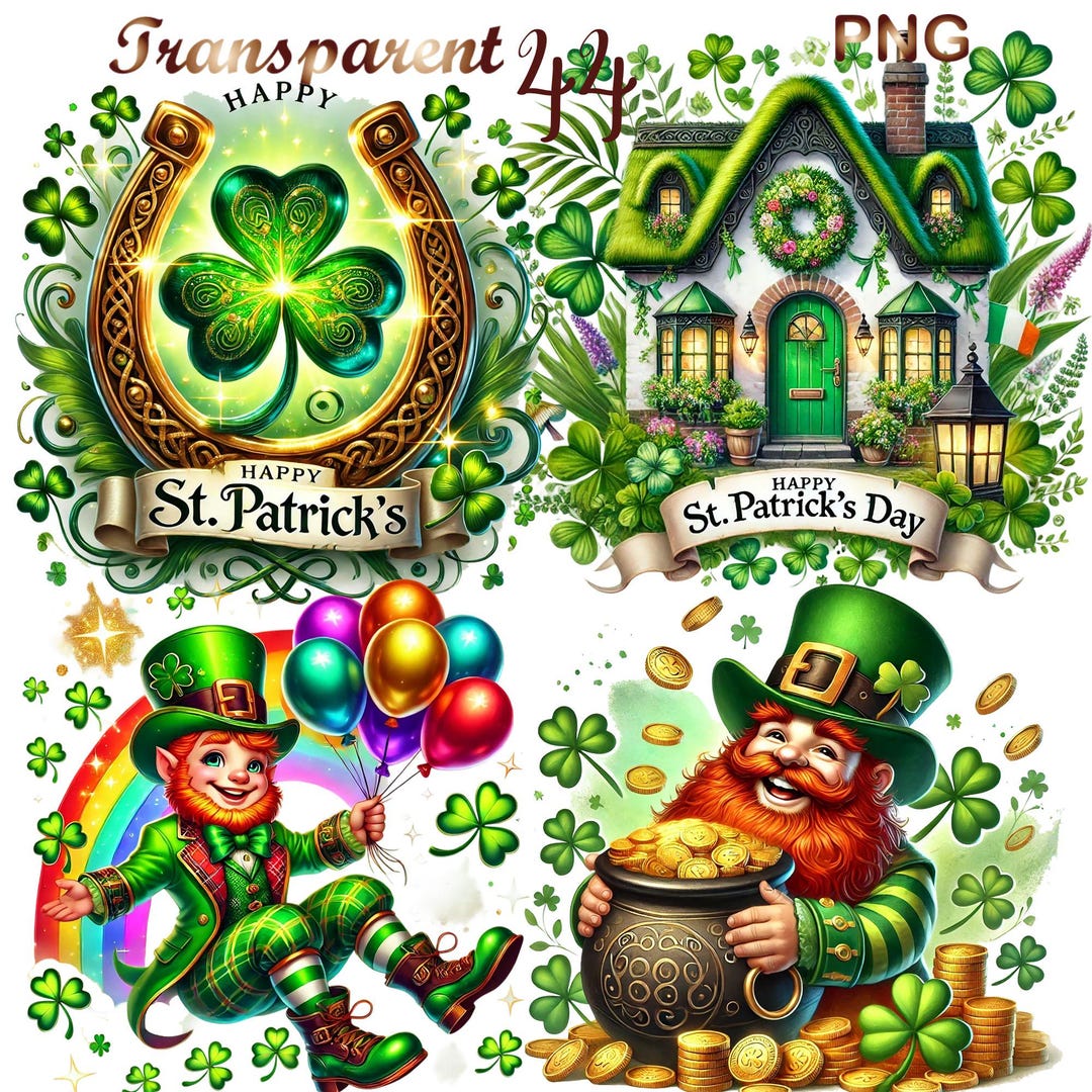 44 PNG Set 1 St. Patrick's Day Clipart Bundle, Festive Irish ...
