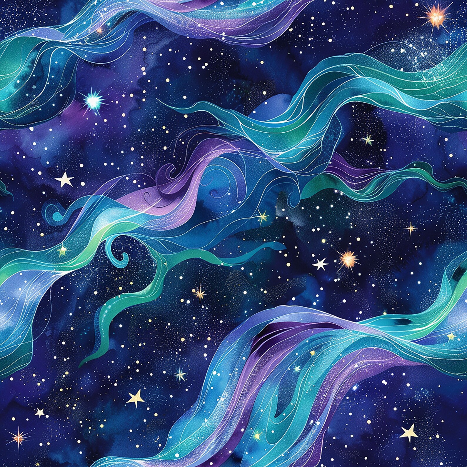 70 Seamless Northern Lights Print,seamless Northern Lights Design ...