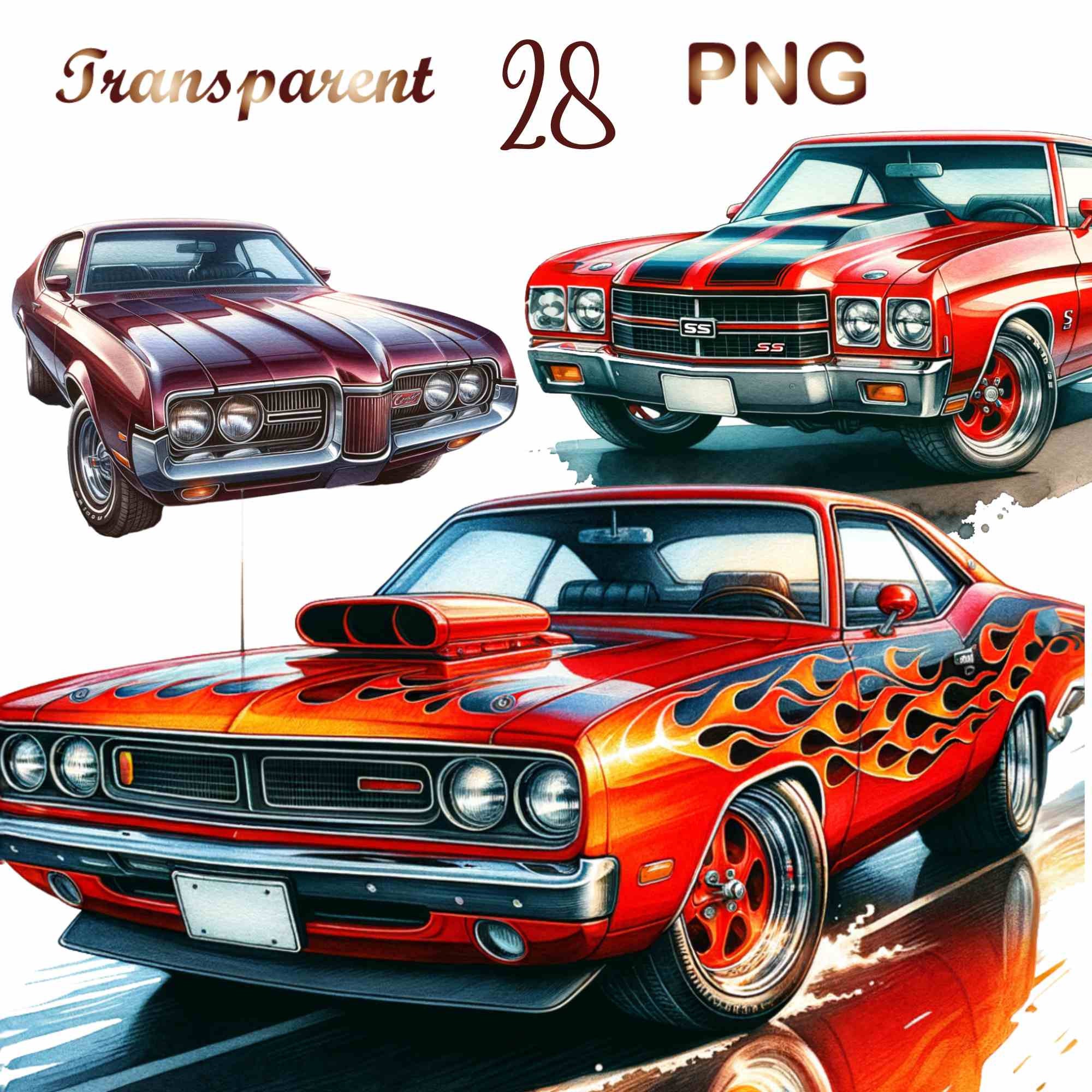 Arte Lineal De Autos Musculosos De La Vieja Escuela Muscle Cars Pt/1