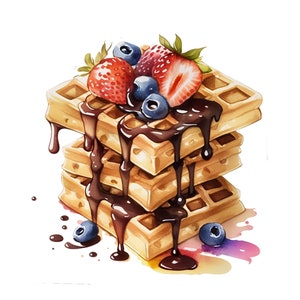 15 Waffles Breakfast Clipart, Food Clipart, Jpgs, Commercial Use ...