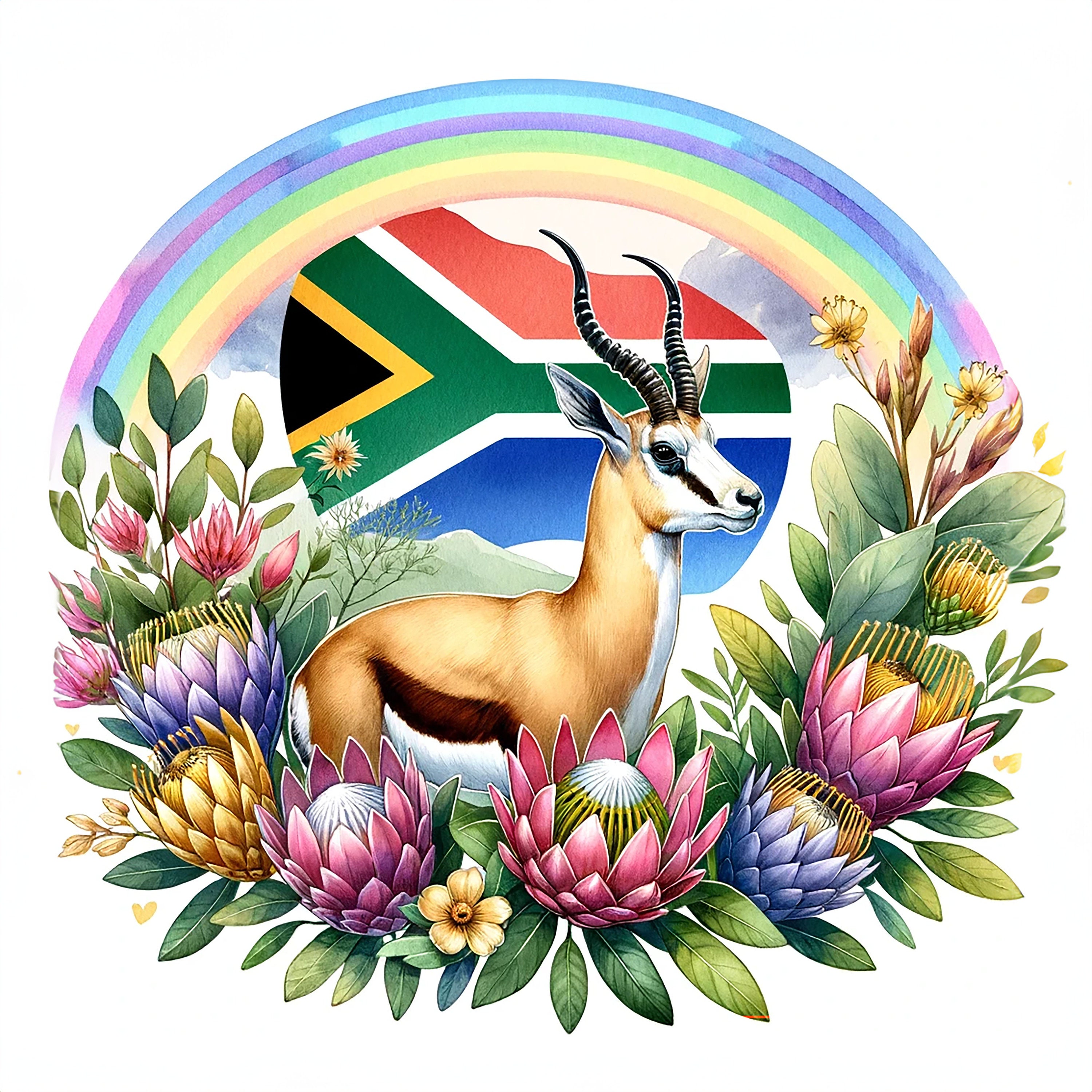 Watercolor African Springbok Clipart Bundle, 15 PNG/JPG South Africa ...