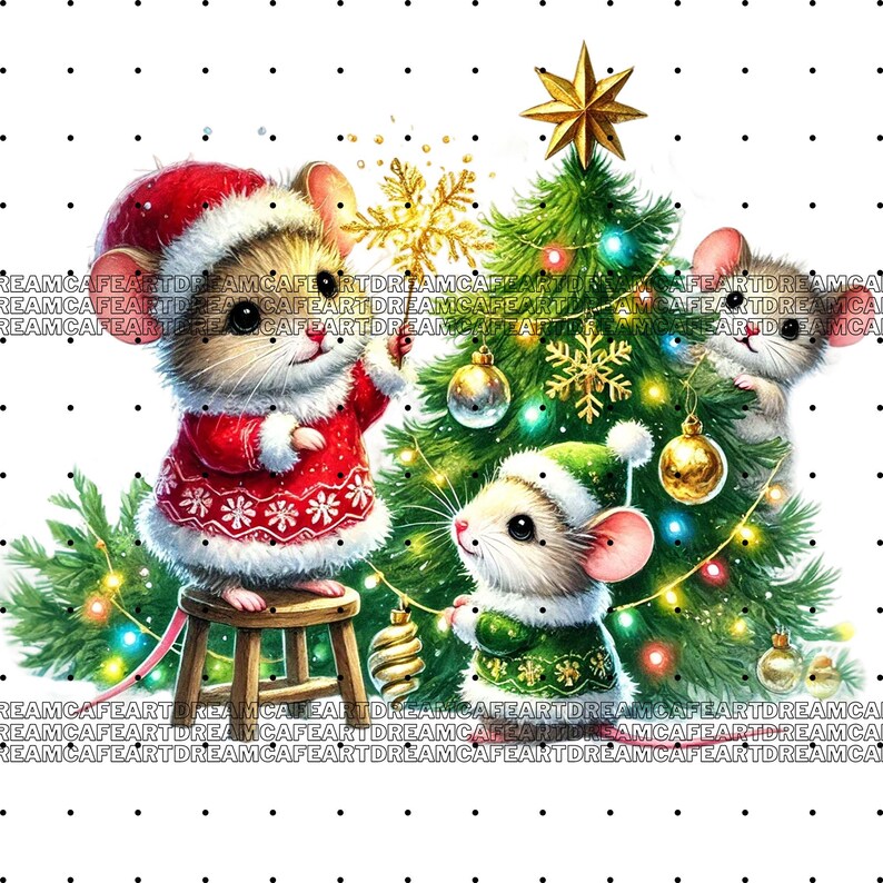 20 Jpgs, Christmas Mouse Clipart, High Quality, Digital Download, Card ...
