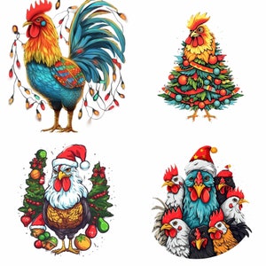 19 PNG, Christmas Chicken Clipart, Watercolor Clipart PNG, Bird Clipart ...