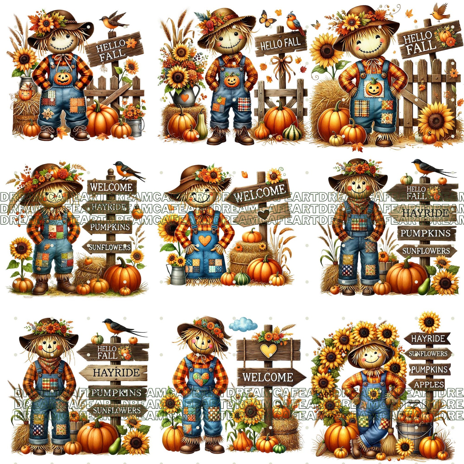 Fall Scarecrows Clipart – 62 PNG | Hello Pumpkin, Pumpkins, Autumn ...