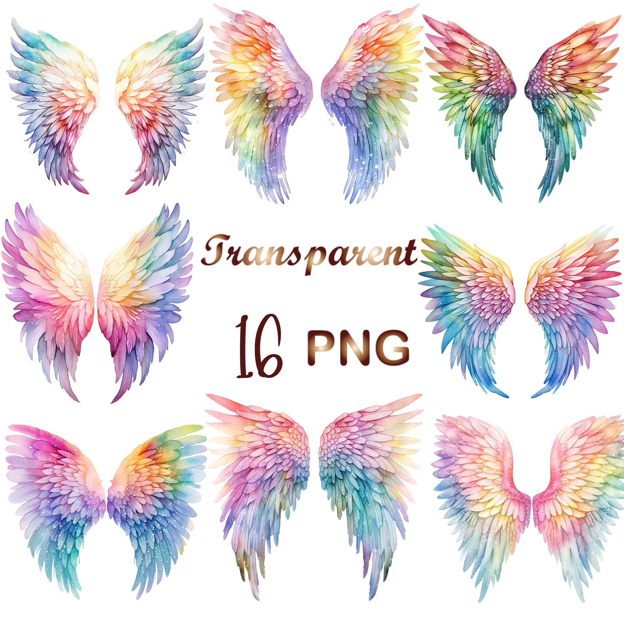 16 Angel Wings Clipart PNG, White Wings PNG, Fairy Wings, Custom ...