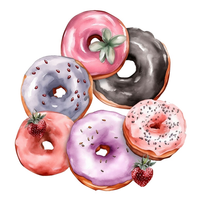 10 Watercolor Donuts Clipart Donuts Clipart Doughnut - Etsy