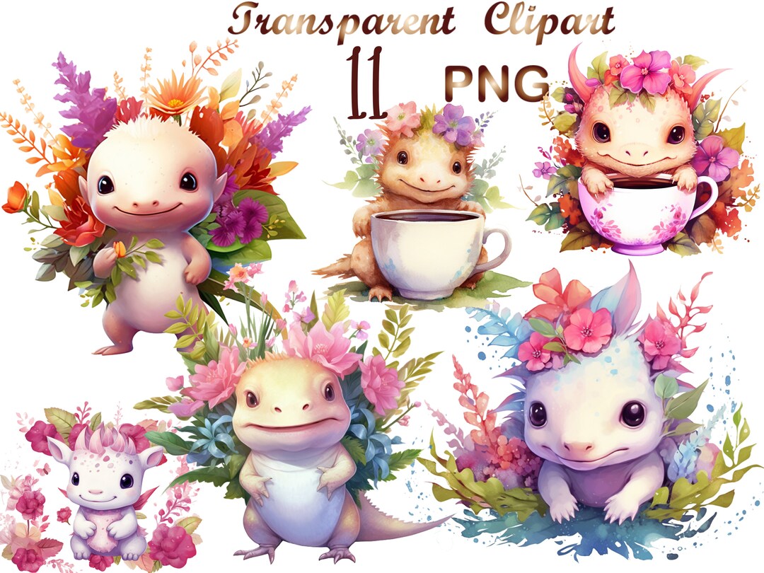 11 Baby Axolotl Watercolor Clipart Png, Axolotl Сlip Art, Cute Axolotl ...