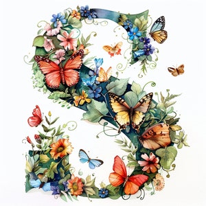 26 PNG, Watercolor Spring Floral Alphabet Collection Clipart, Alphabet ...