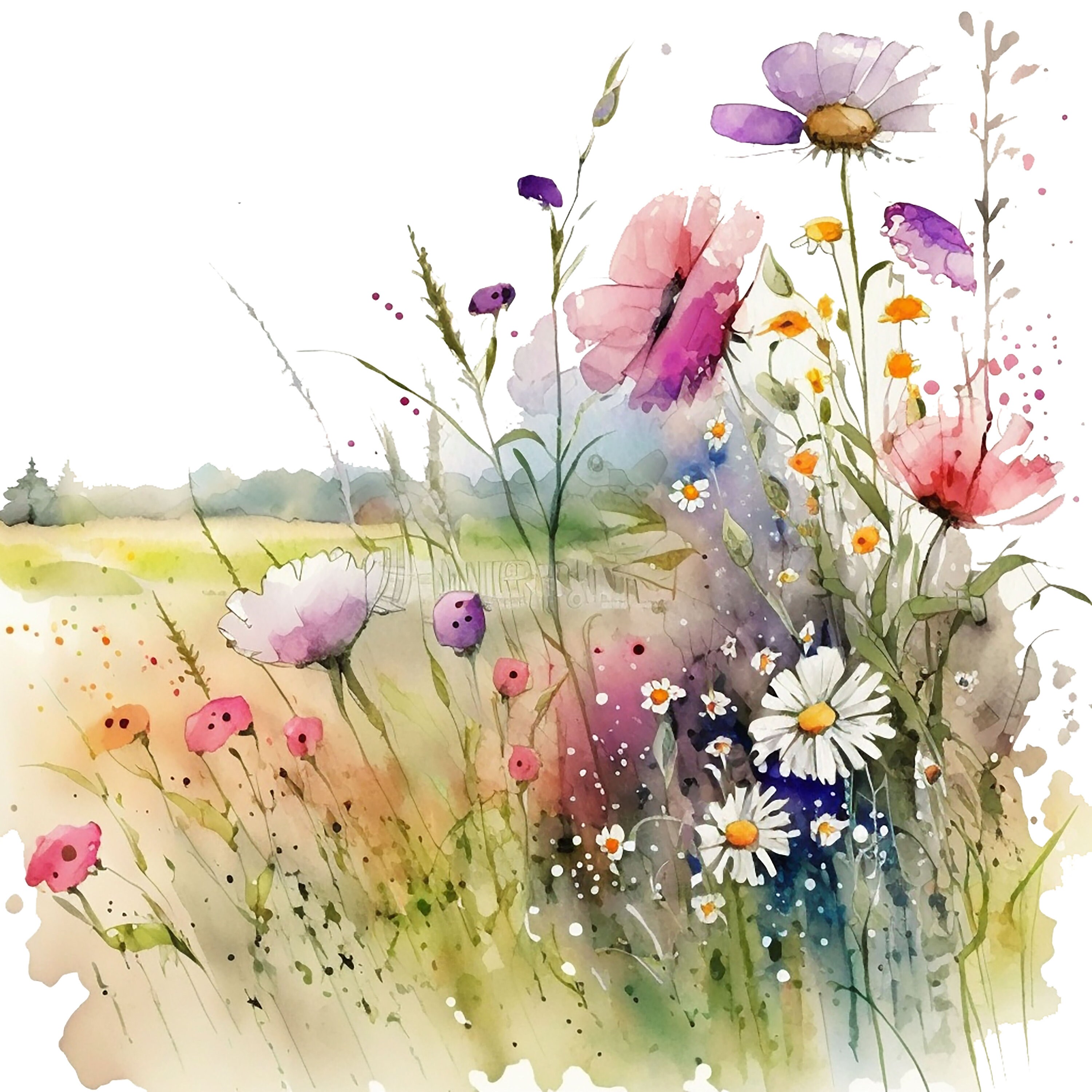 10 Wildflower Meadow Clipart Watercolor Clipartflowers - Etsy Australia