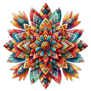 40 JPG, Mexican Flowers Clipart Bundle, Aztec Mexican Flowers Clipart ...