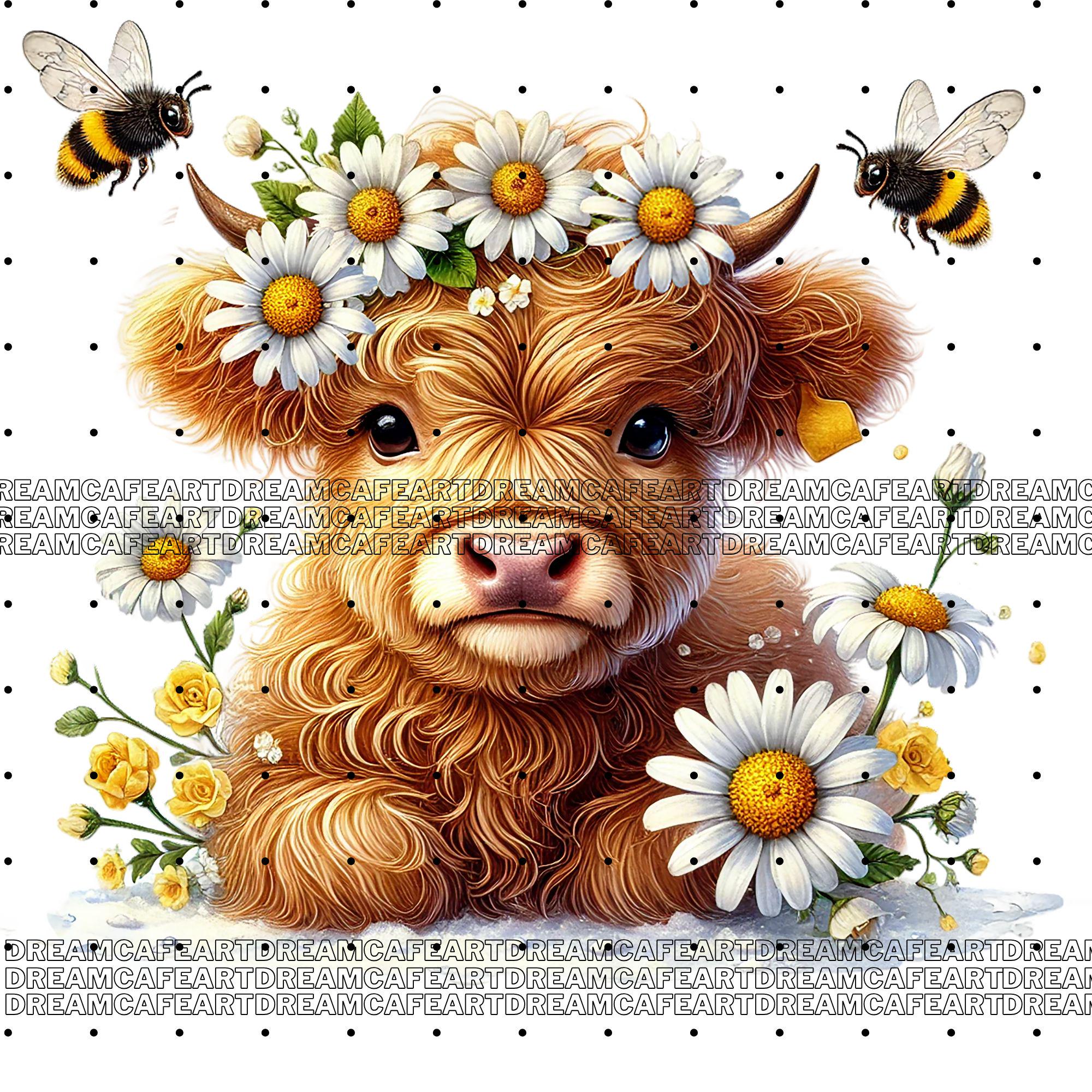 70 PNG Spring Highland Cow Clipart Bundle, Flower Highland Cow Clipart ...