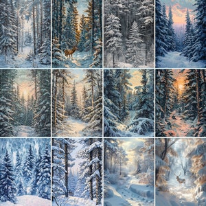 70+ Printable Winter Forest Digital Paper,jpgs, Winter Forest ...