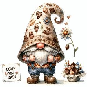 48 PNG, Watercolor Father's Day Gnomes Clipart Bundle, Gnome Cute ...