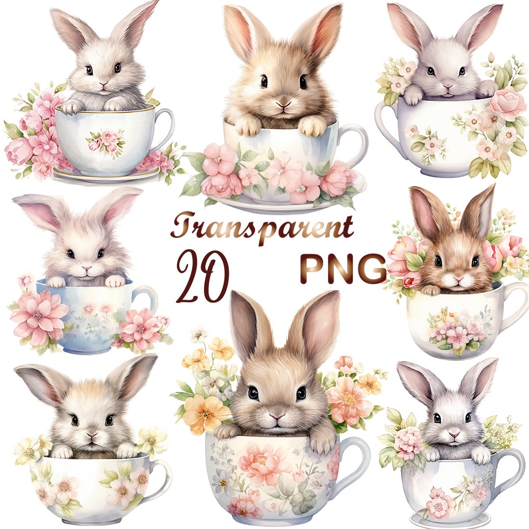 20 Bunny in a Cup Clipart, Png, Bunny Clipart, Rabbit in a Cup Clipart ...