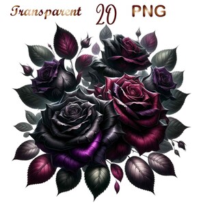 20 PNG, Gothic Flowers Clipart, Magical Gothic Flowers Clip Art, Dark ...