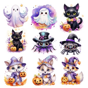 43 Watercolor Halloween Cute Collection Clipart, PNG, Halloween Clipart ...