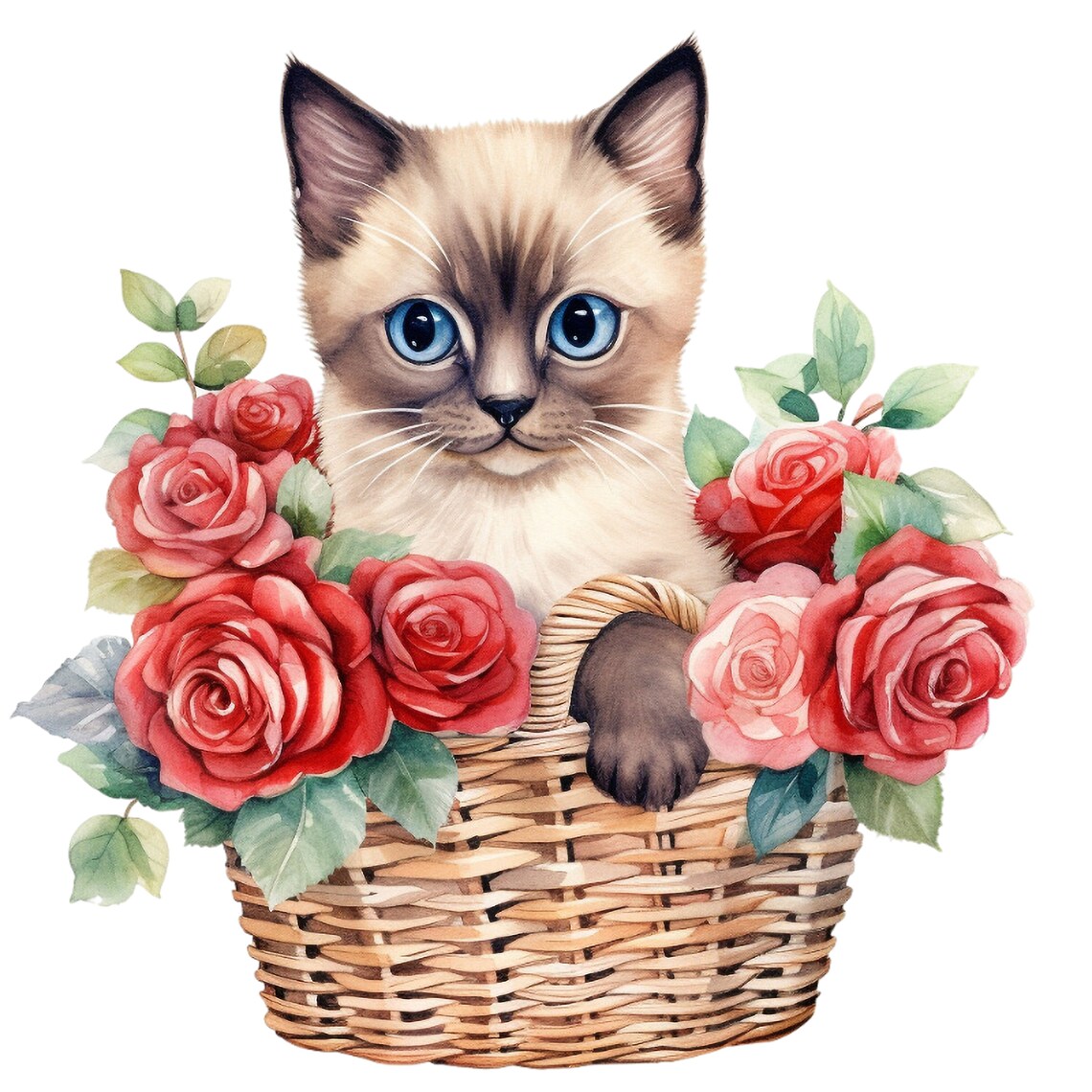 12 Kitten in a Basket Clipart, Kitten Clipart Jpgs, Cat Clipart, Kitten ...