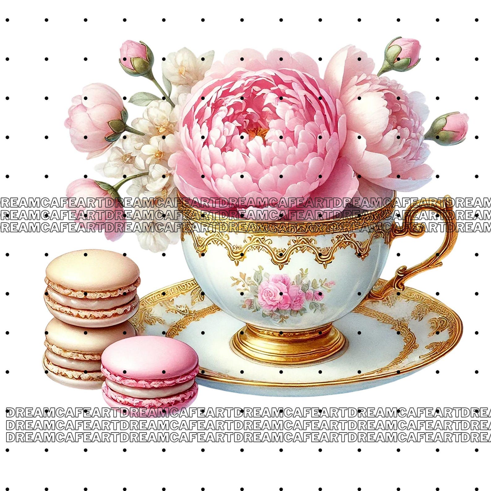 35 PNG Pastel Vintage Floral Tea Time Clipart Bundle, Spring Tea Party ...