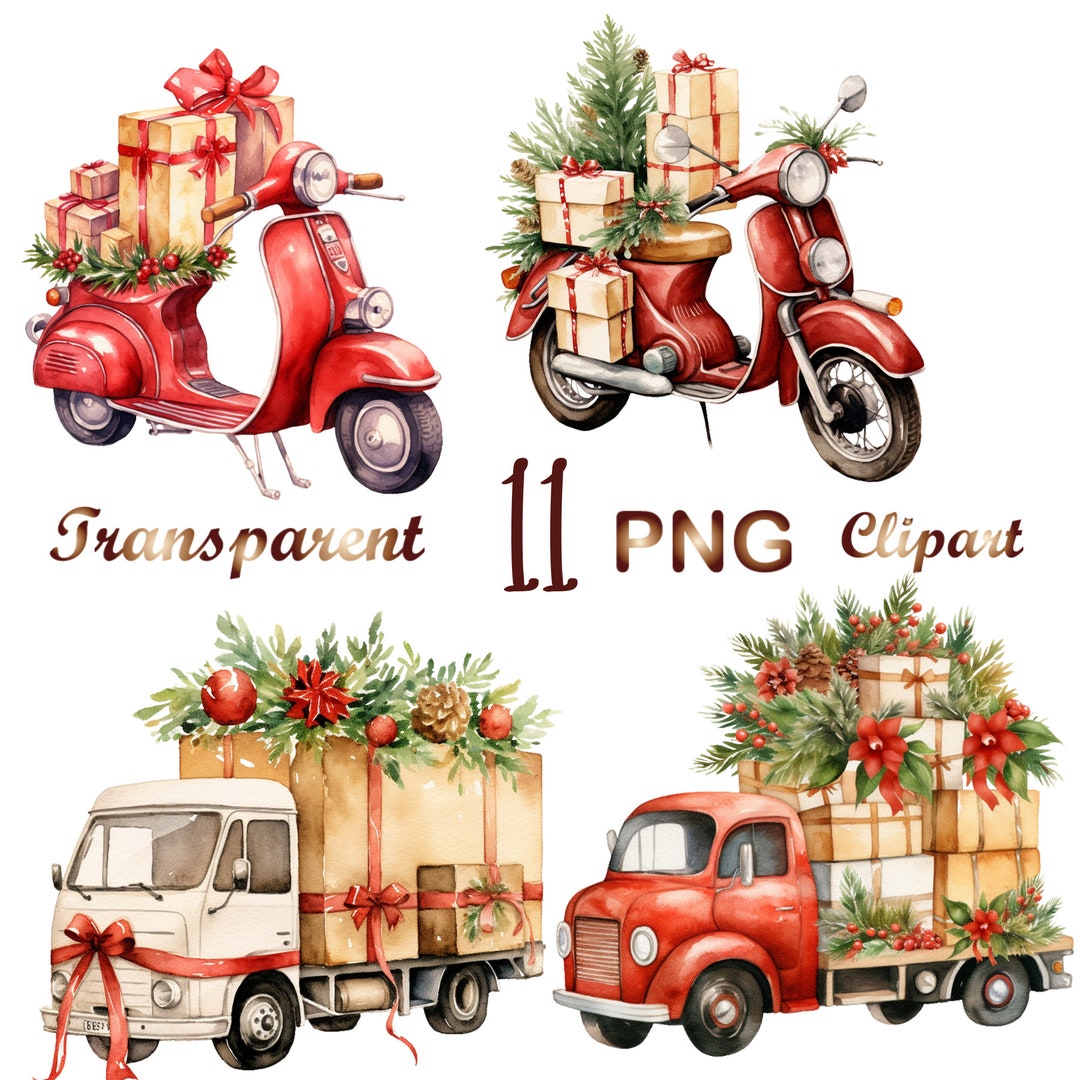 11 Watercolor Christmas Clipart PNG, Christmas Delivery Clipart ...
