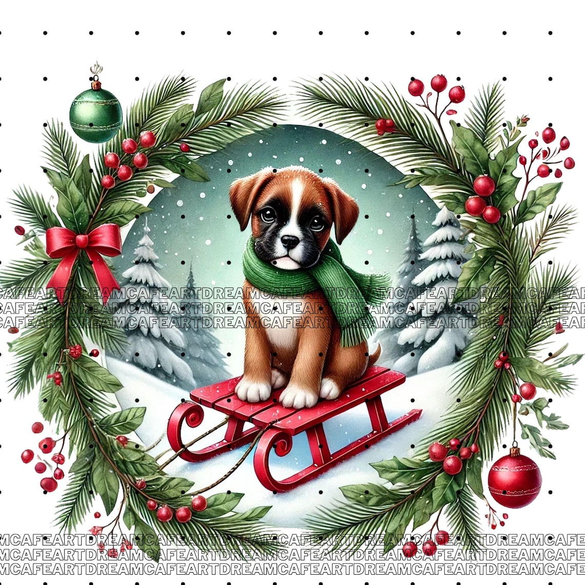 30 PNG, Christmas Boxers Clipart Bundle,festive Dog Illustrations ...