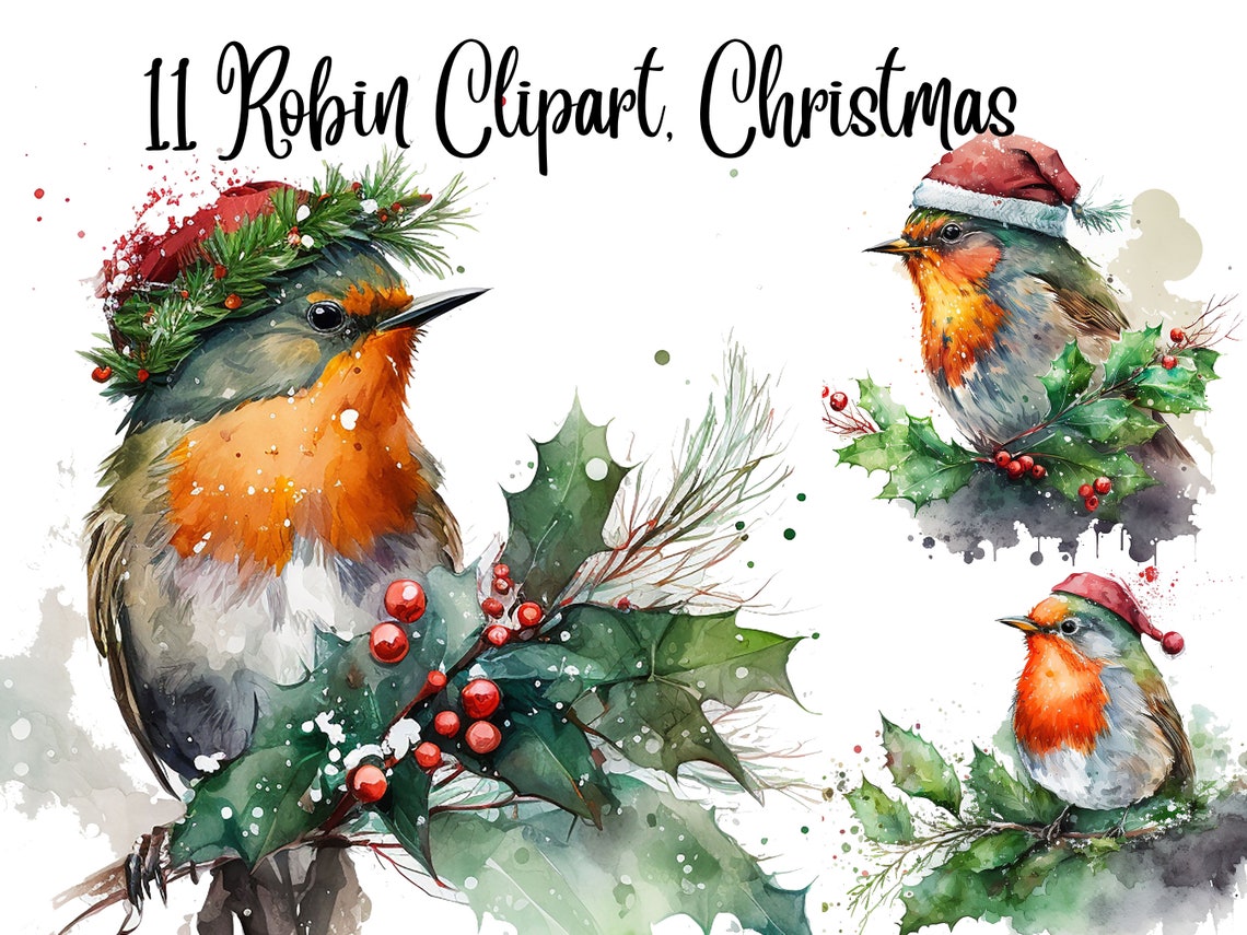 10 Robin Clipart Christmas Robin Clipart Red Robin Clipart - Etsy UK